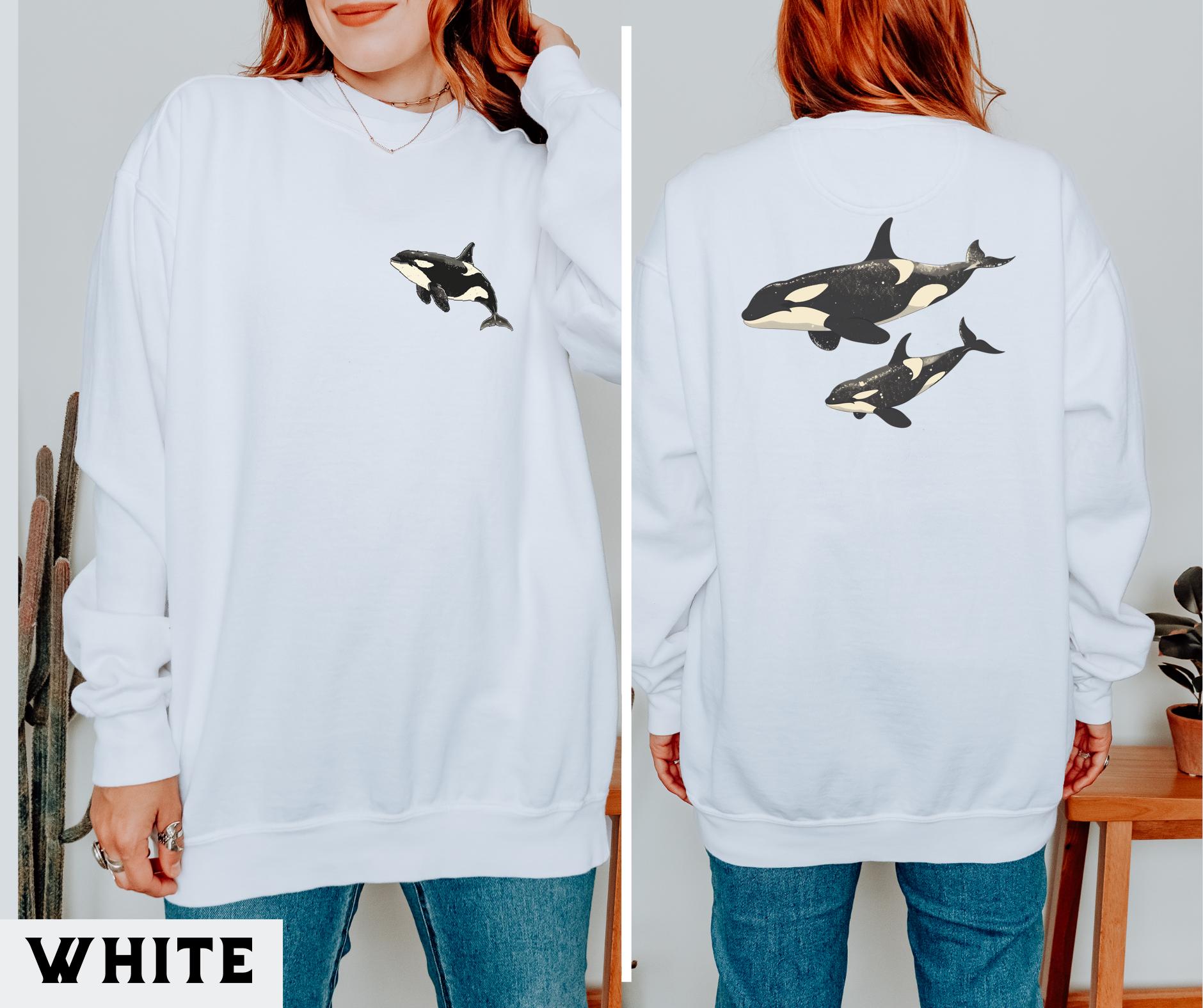 Vintage Orca Whale Sweatshirt, Killer Whale Graphic Pullover, Ocean ...
