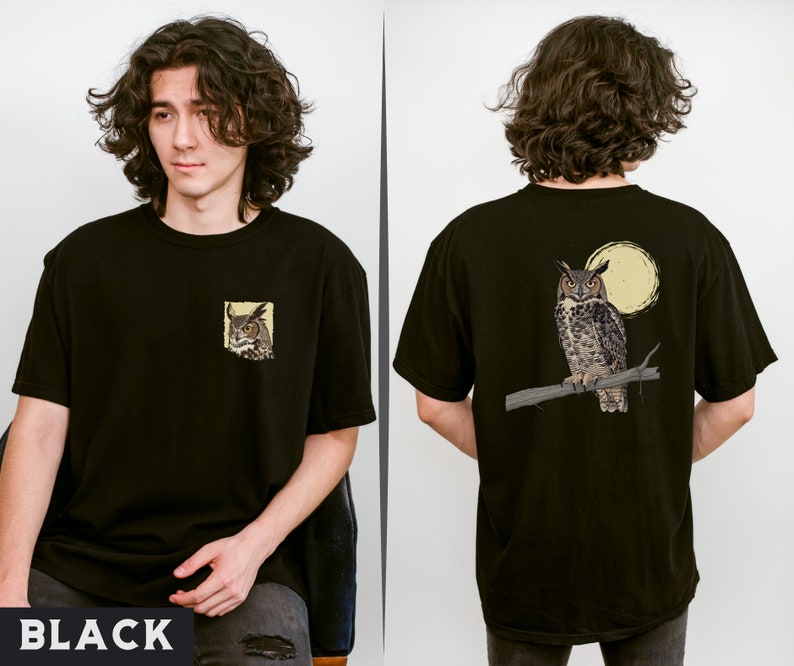 Great Horned Owl Graphic T-shirt, Vintage Owl Tee, Design for Bird ...