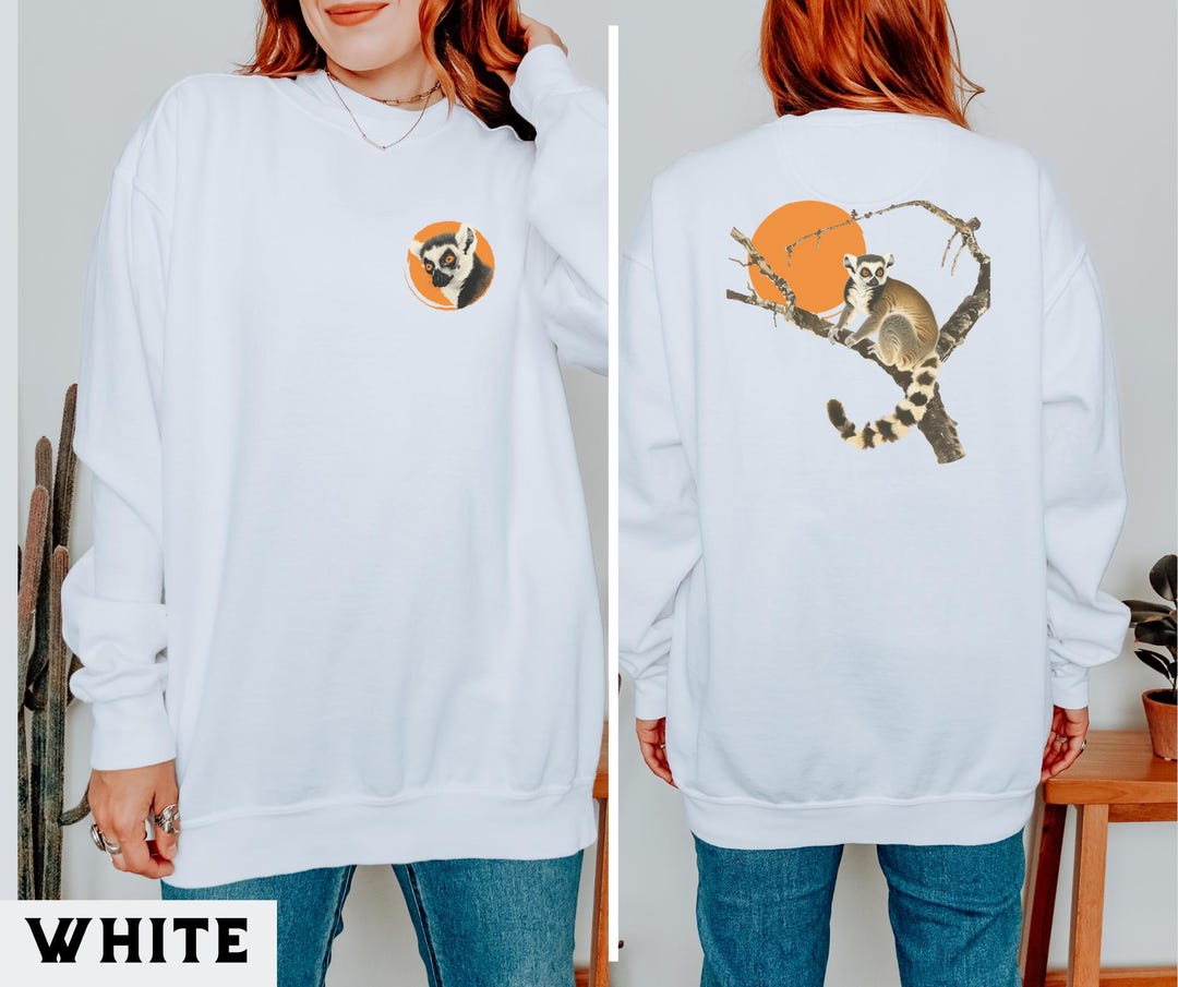 Vintage Style Ring Tailed Lemur Sweatshirt, Lemur Illustration ...