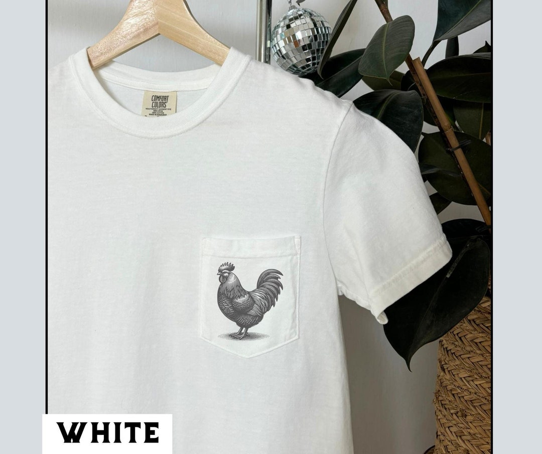 Rooster Pocket T Shirt Farmhouse Chicken Lover Gift Graphic Tee for ...