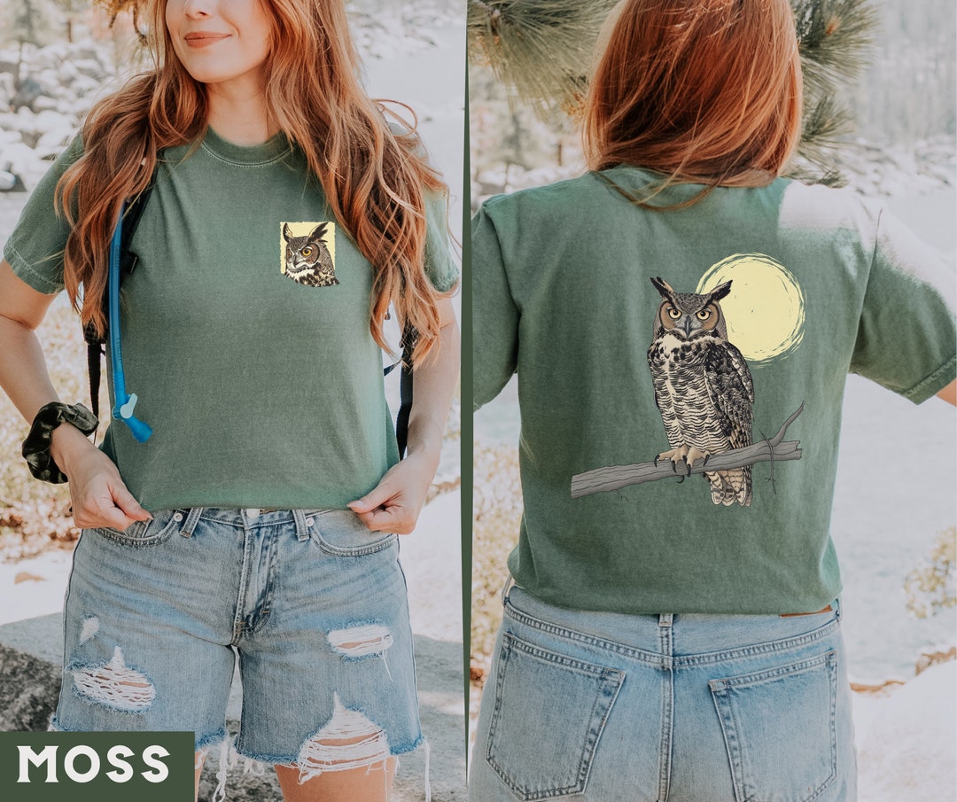 Great Horned Owl Graphic T-shirt, Vintage Owl Tee, Design for Bird ...