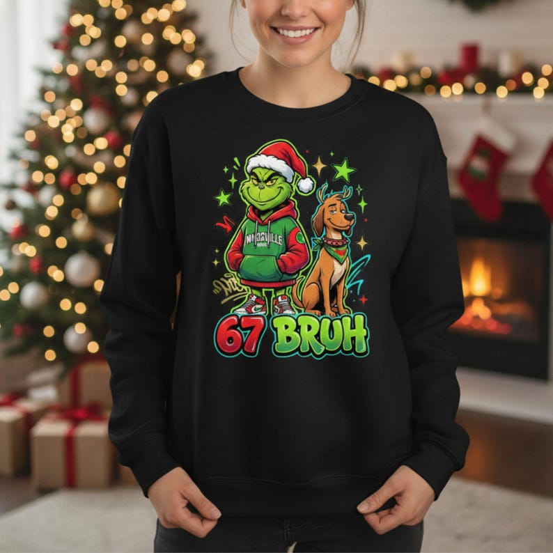 Funny Six Seven Meme Christmas Grinchmas Png, Grinch 67 Bruh Png ...