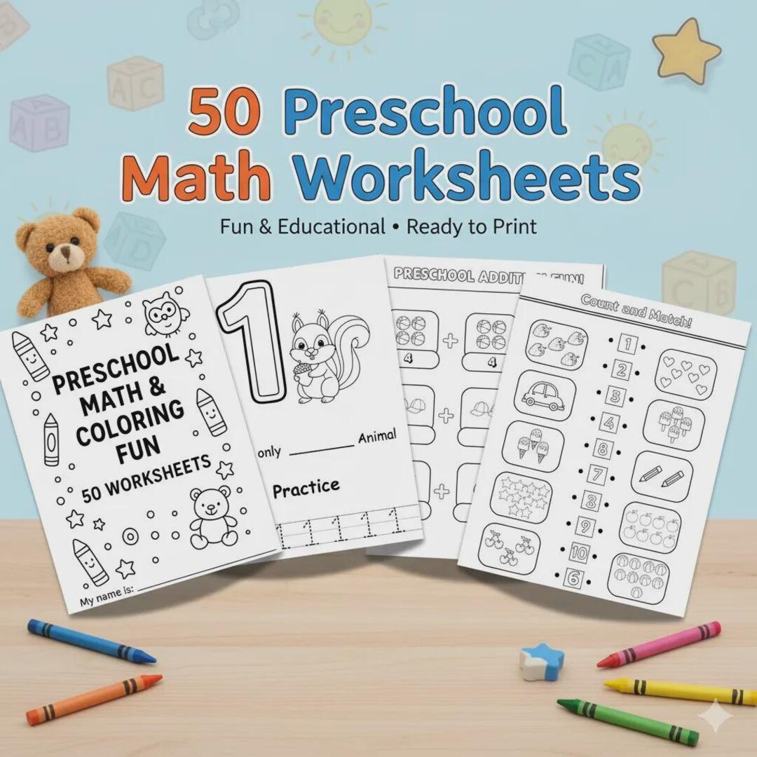 Kindergarten 1st 2nd 3rd Grade Students Math Worksheets, Counting ...