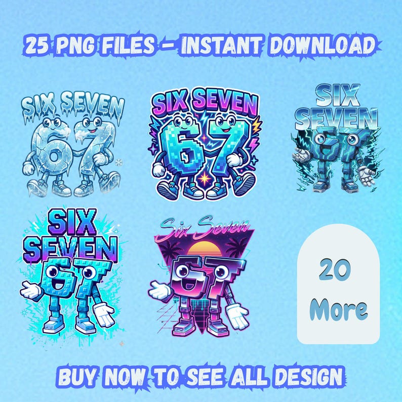 Steal a Brainrot 67 Six Seven PNG Bundle, Italian Gaming Meme Roblox ...