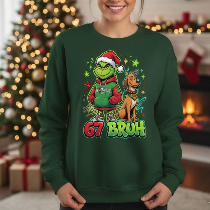 Funny Six Seven Meme Christmas Grinchmas Png, Grinch 67 Bruh Png ...