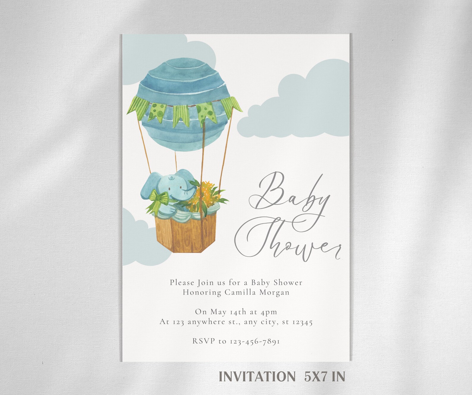 Editable Hot Air Balloon Theme Baby Shower Invitation Bundle, Hot Air ...