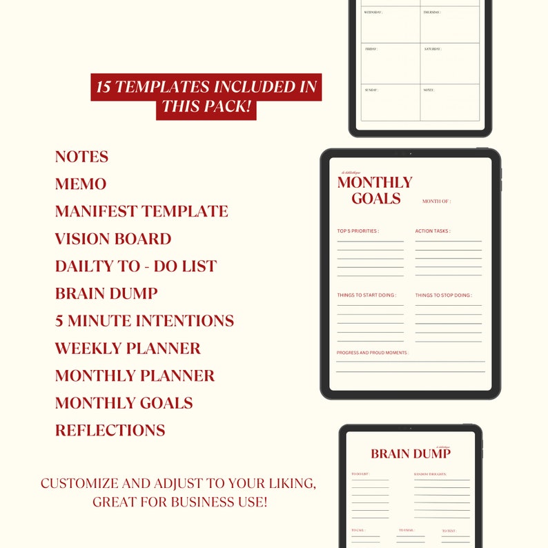 ADHD Brain Dump, Productivity, and Mindset Digital Template, To-do List ...