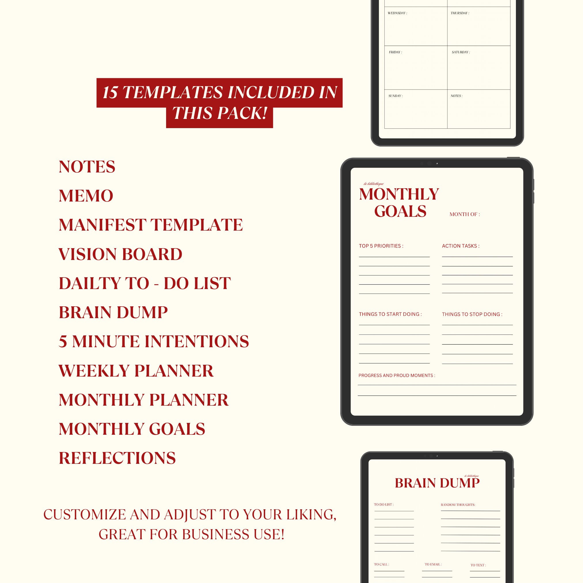 ADHD Brain Dump, Productivity, and Mindset Digital Template, To-do List ...