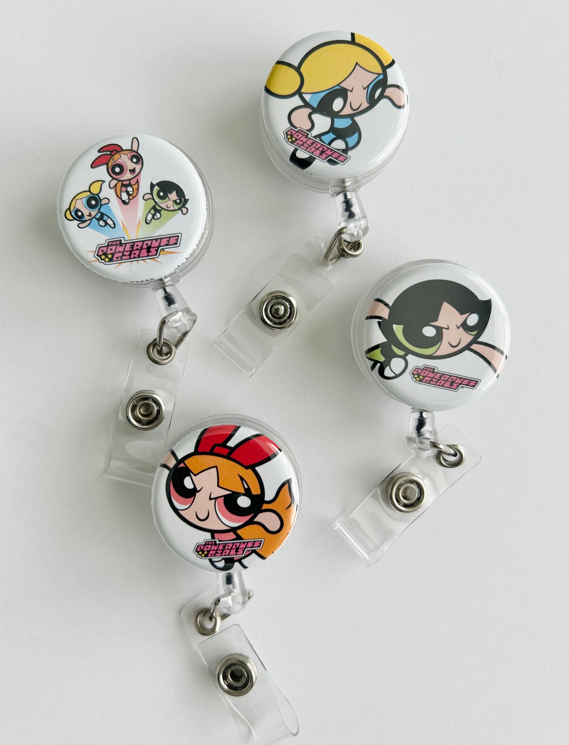 Cute Powerpuff Girls Button Clip Badge Reel Teacher Student Badge ...
