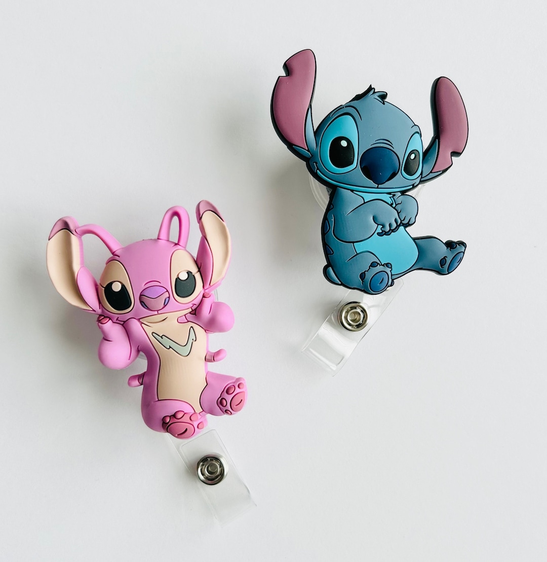 Cute Stitch and Angel Clip Badge Reel Teacher Student Badge Holder ...