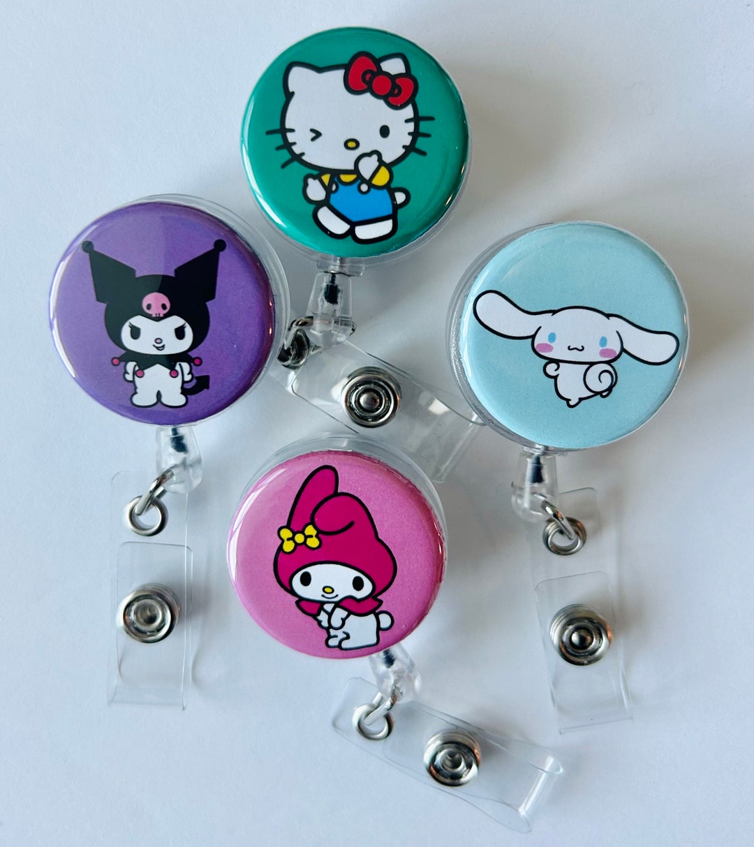 Cute Kitty and Friends Button Clip Badge Reel Teacher Student Badge ...