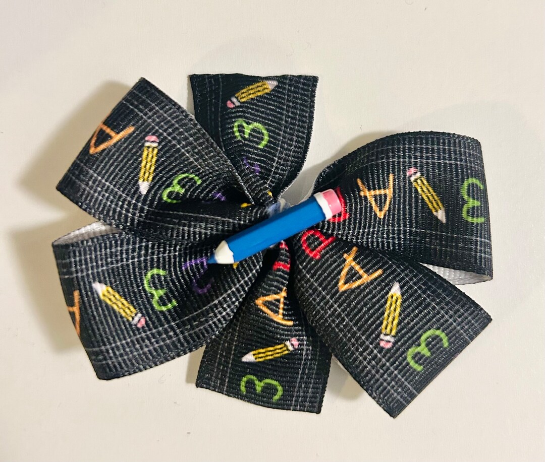 Cute 3” School Bow W/ Pencil | Back to School Bow Student Gifts Teacher ...
