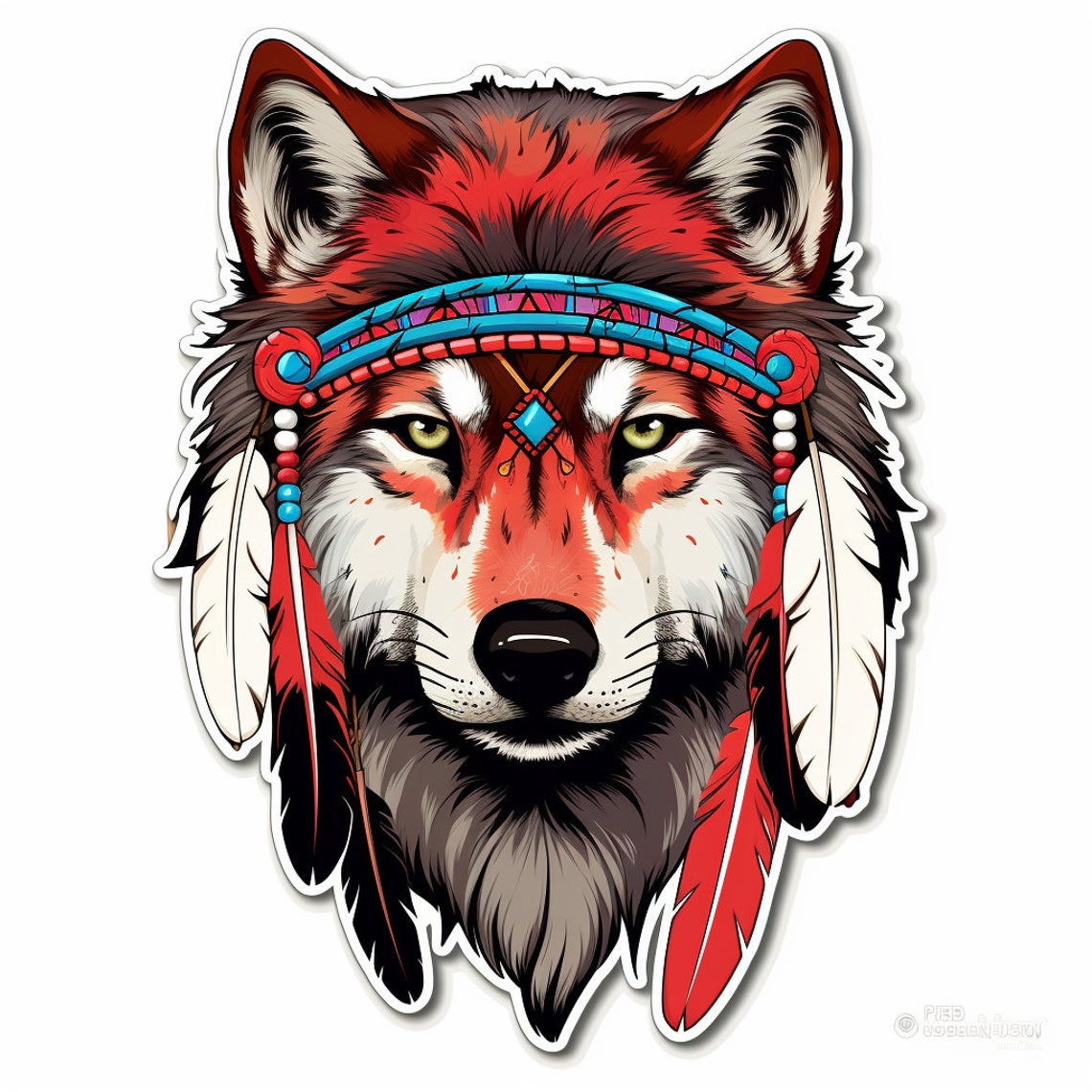 Indigenous Wolf Sticker - Etsy