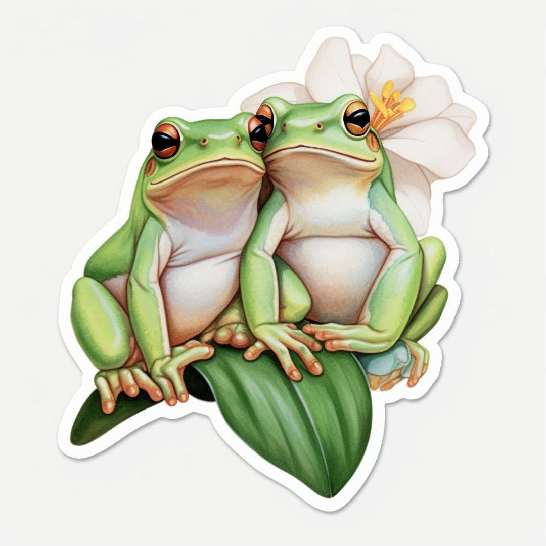 White Tree Frogs Cuddling Sticker - Etsy