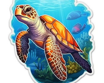 Sea Turtle Sticker, Ocean Sticker, Beach Sticker, Laptop Stickers ...