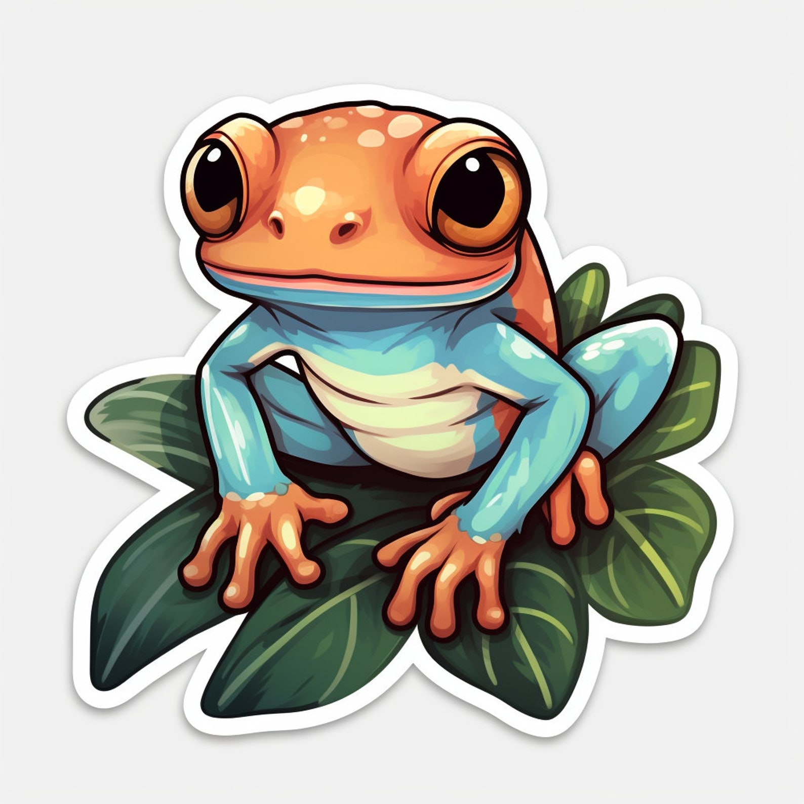 Red and Blue Frog Sticker - Etsy