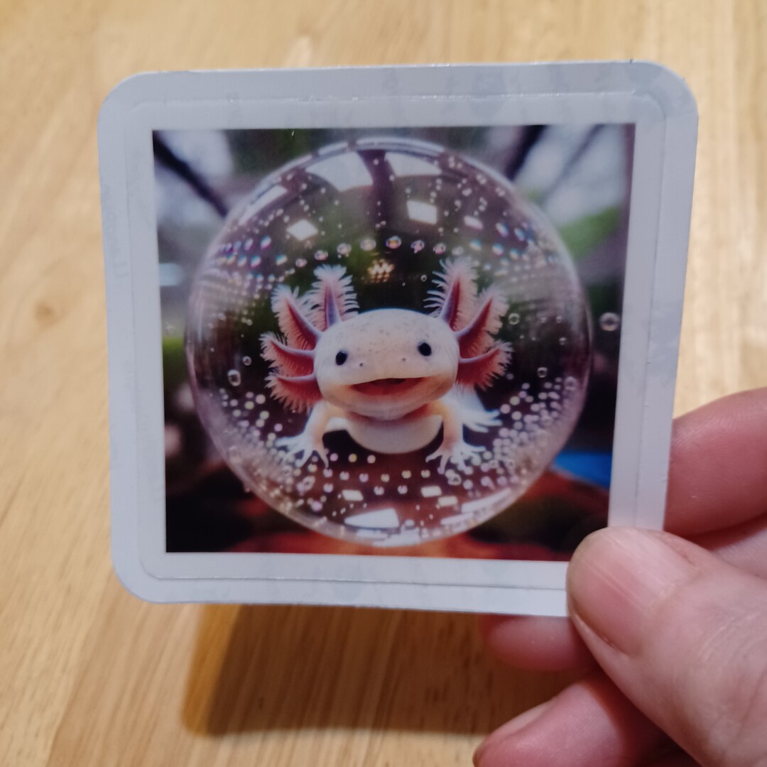 Axolotl Floating in Bubble - Vinyl Sticker / Decal - Adorable, Cute ...