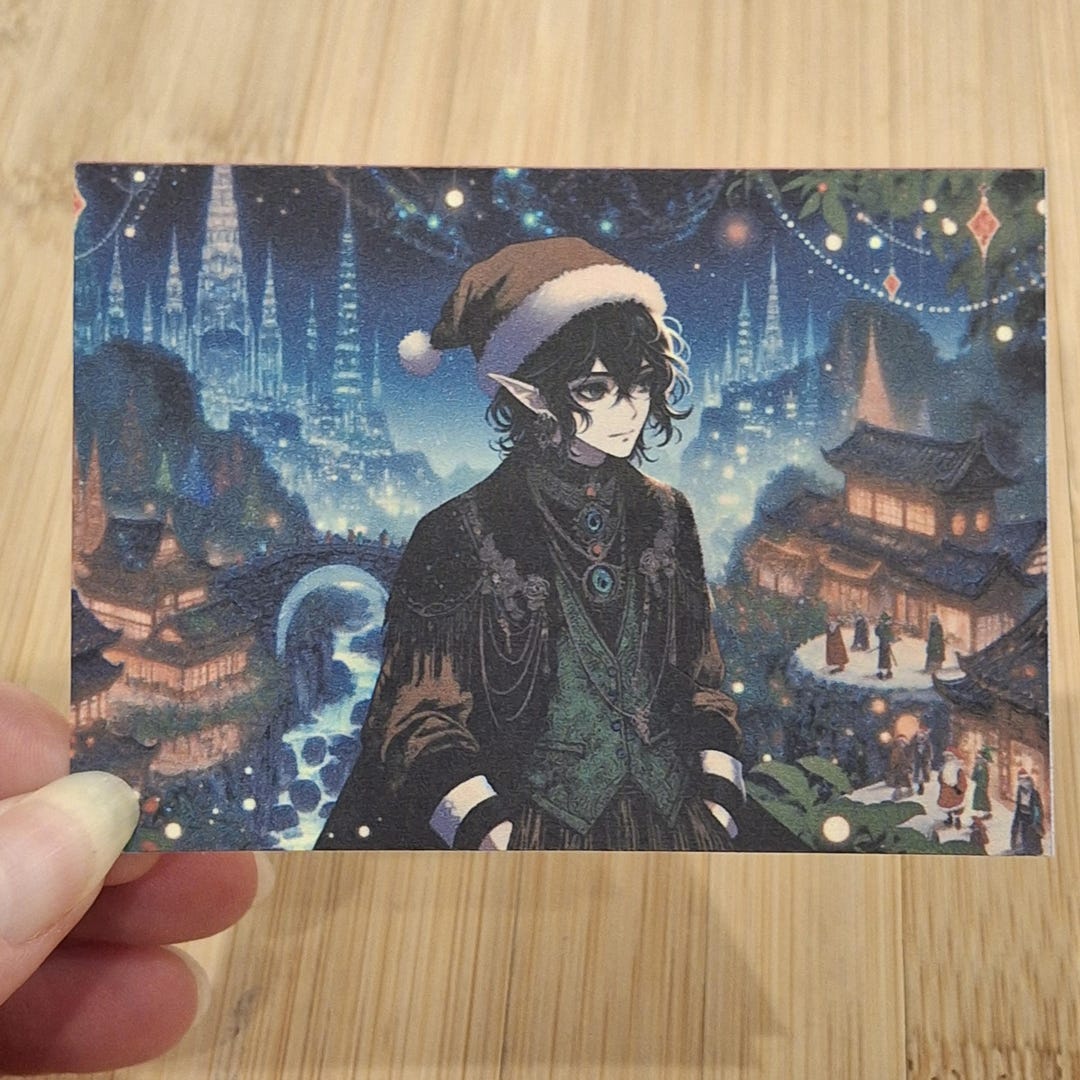 Winter Court Fae /elves - Anime Style - Themed Holiday Greeting Cards ...