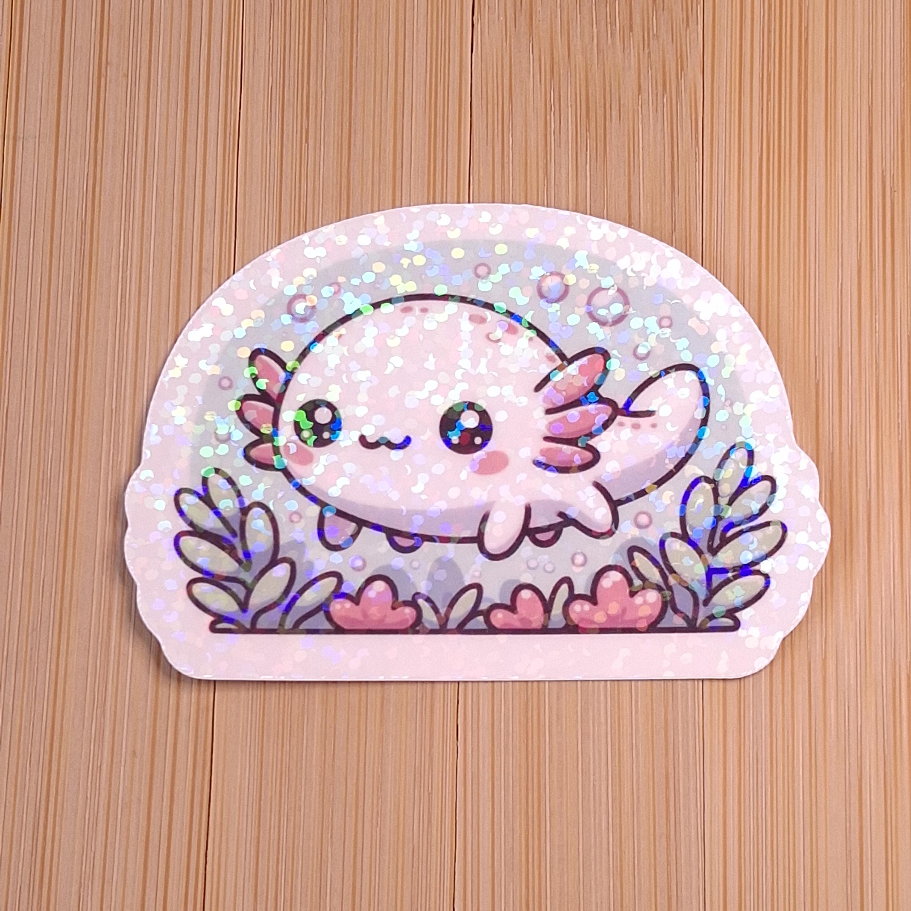 Adorable Kawaii Style Swimming Axolotl - Vinyl Sticker / Decal ...