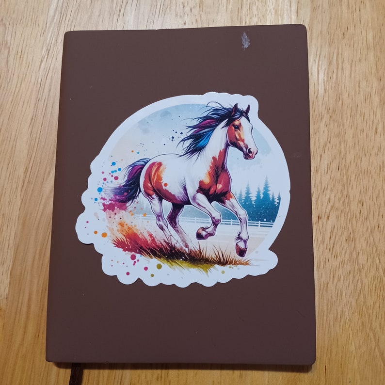 Pinto Galloping in a Field - Horse - Vinyl Sticker / Decal - Cute ...