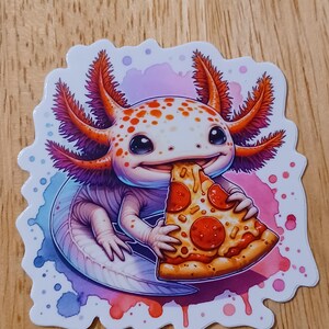 Axolotl Eating Pizza - Colorful Critters - Vinyl Sticker / Decal ...