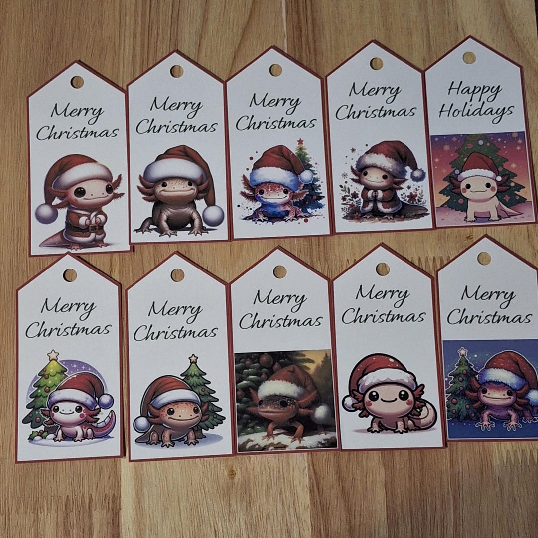 Adorable Axolotl Holiday Gift Tags - Set of 10 - Hanging Variety ...