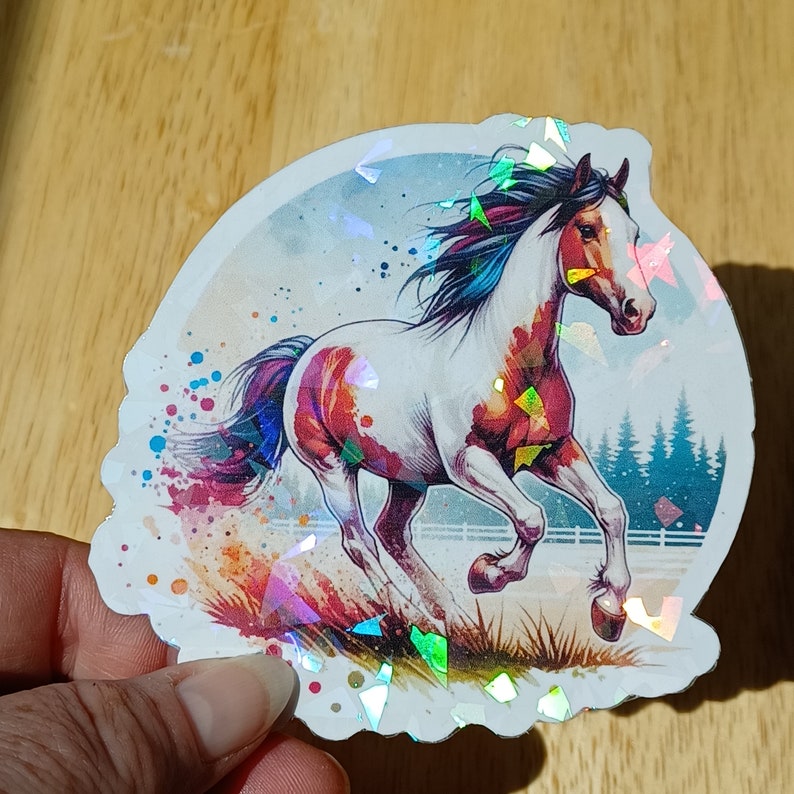 Pinto Galloping in a Field - Horse - Vinyl Sticker / Decal - Cute ...