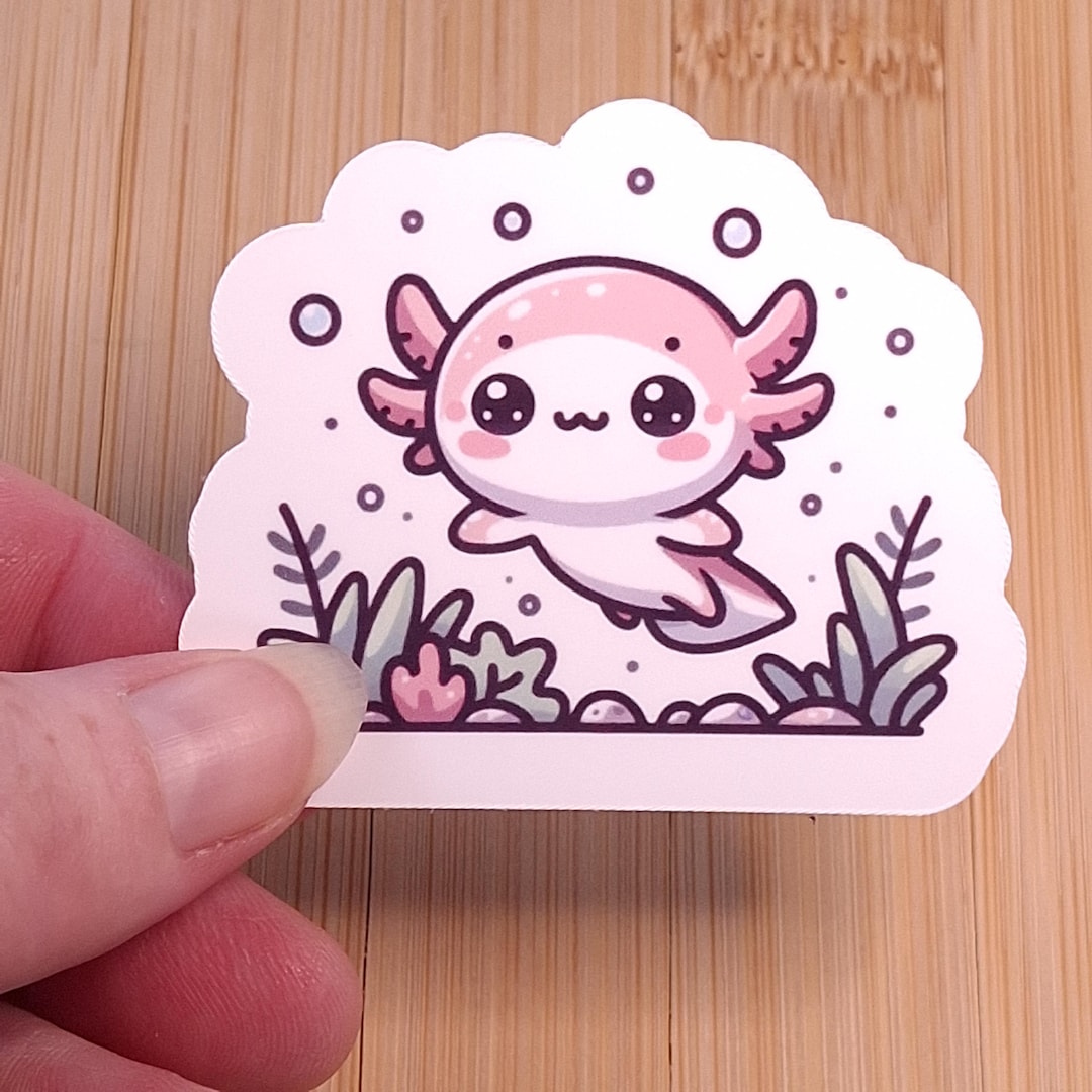 Cute Kawaii Style Swimming Axolotl - Vinyl Sticker / Decal - Adorable ...