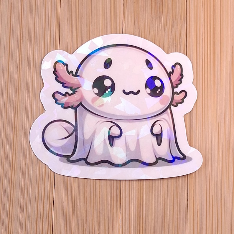 Axolotl Ghost Halloween - Kawaii Style - Vinyl Sticker / Decal ...