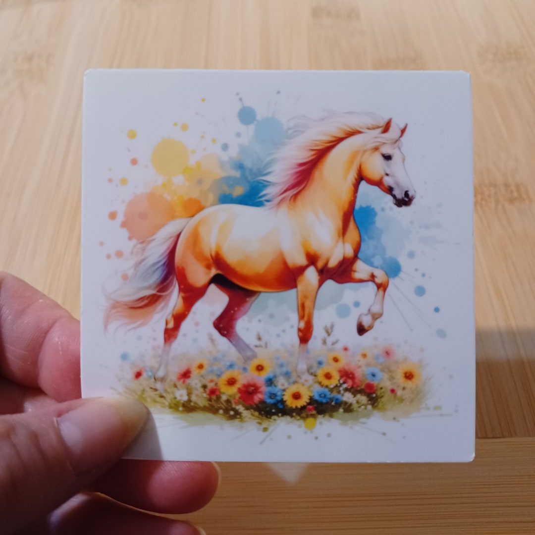 Palomino & Flowers - Horse - Colorful Critters Vinyl Sticker / Decal ...