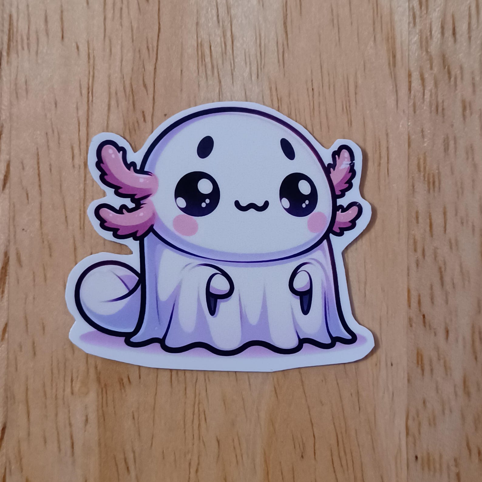 Axolotl Ghost Halloween - Kawaii Style - Vinyl Sticker / Decal ...