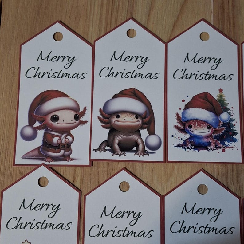 Adorable Axolotl Holiday Gift Tags - Set of 10 - Hanging Variety ...