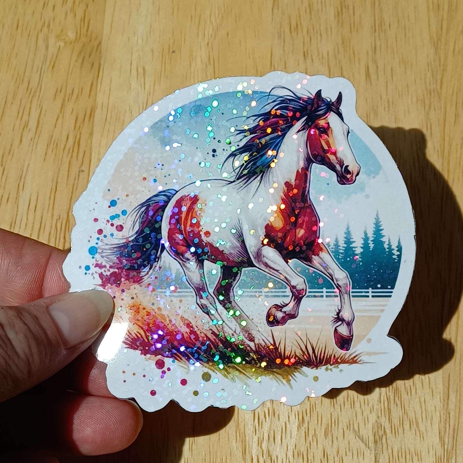 Pinto Galloping in a Field - Horse - Vinyl Sticker / Decal - Cute ...