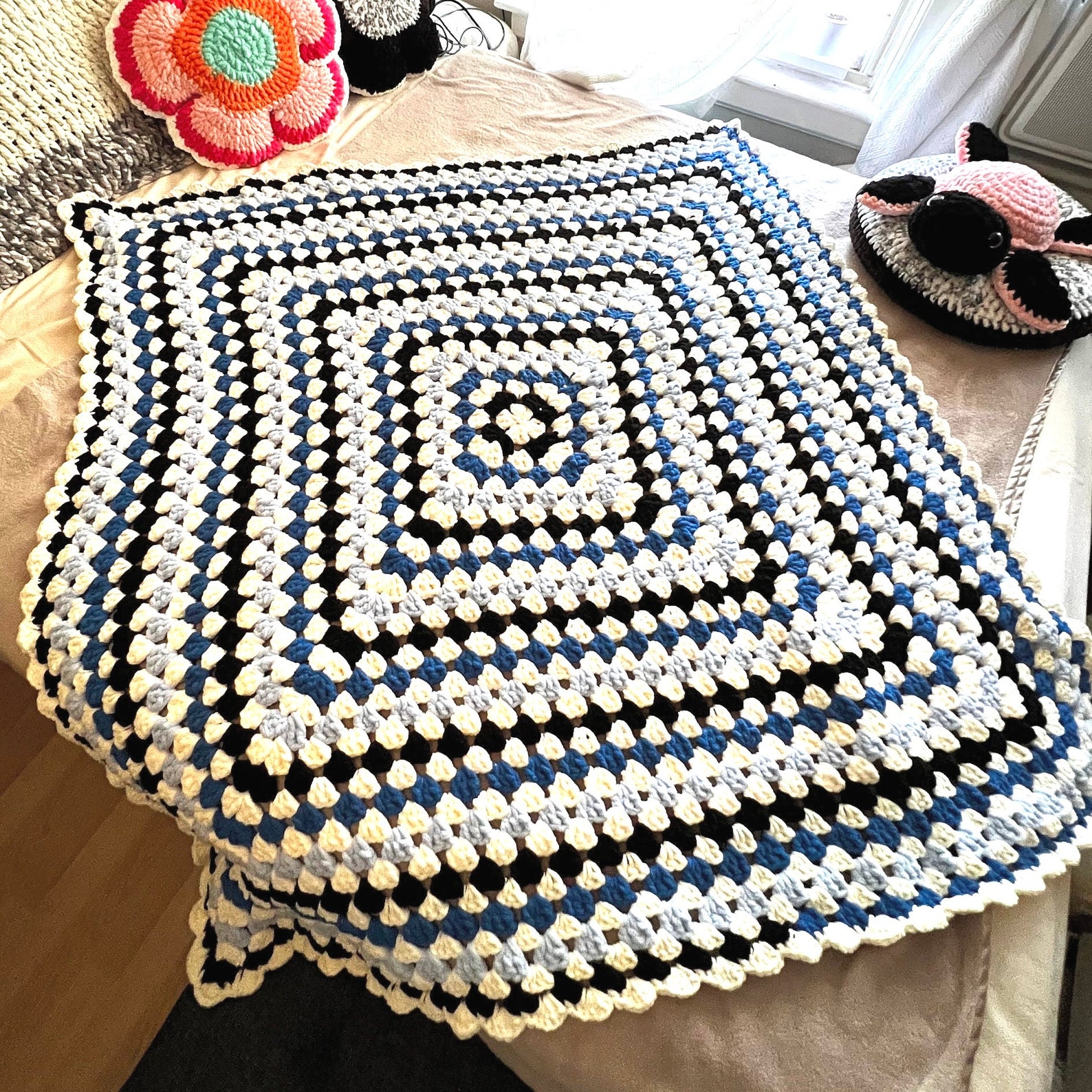 Giant Granny Square Blanket 50x50 Inches - Etsy