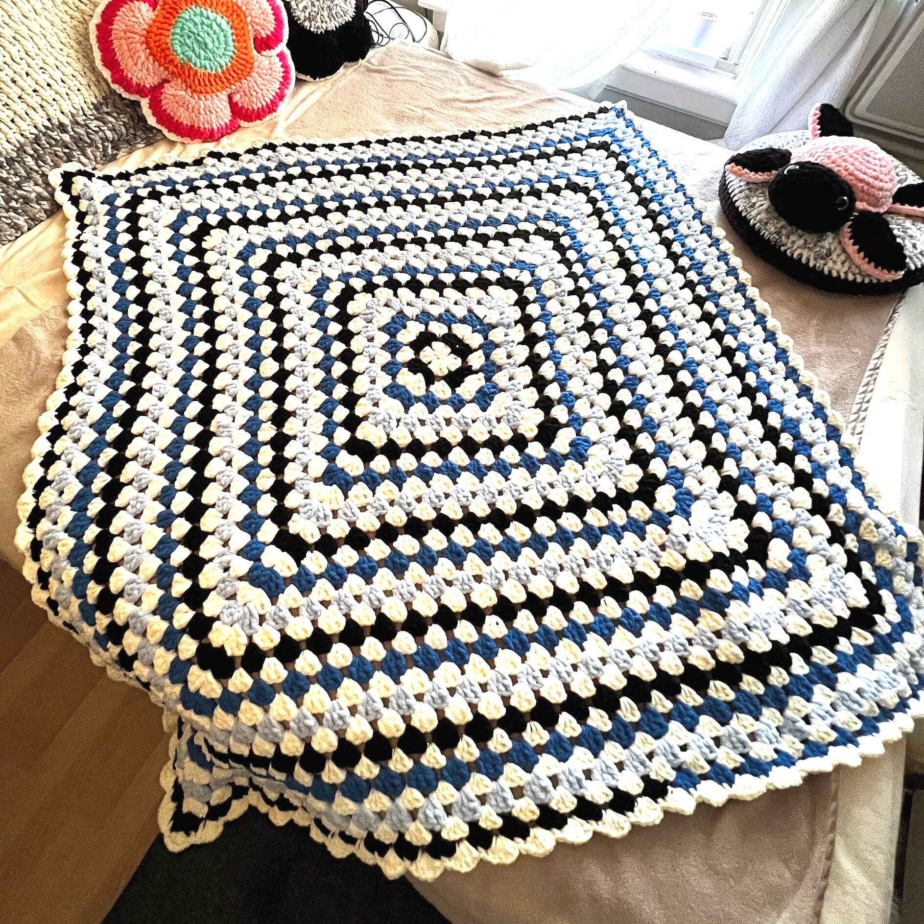 Giant Granny Square Blanket 50x50 Inches - Etsy
