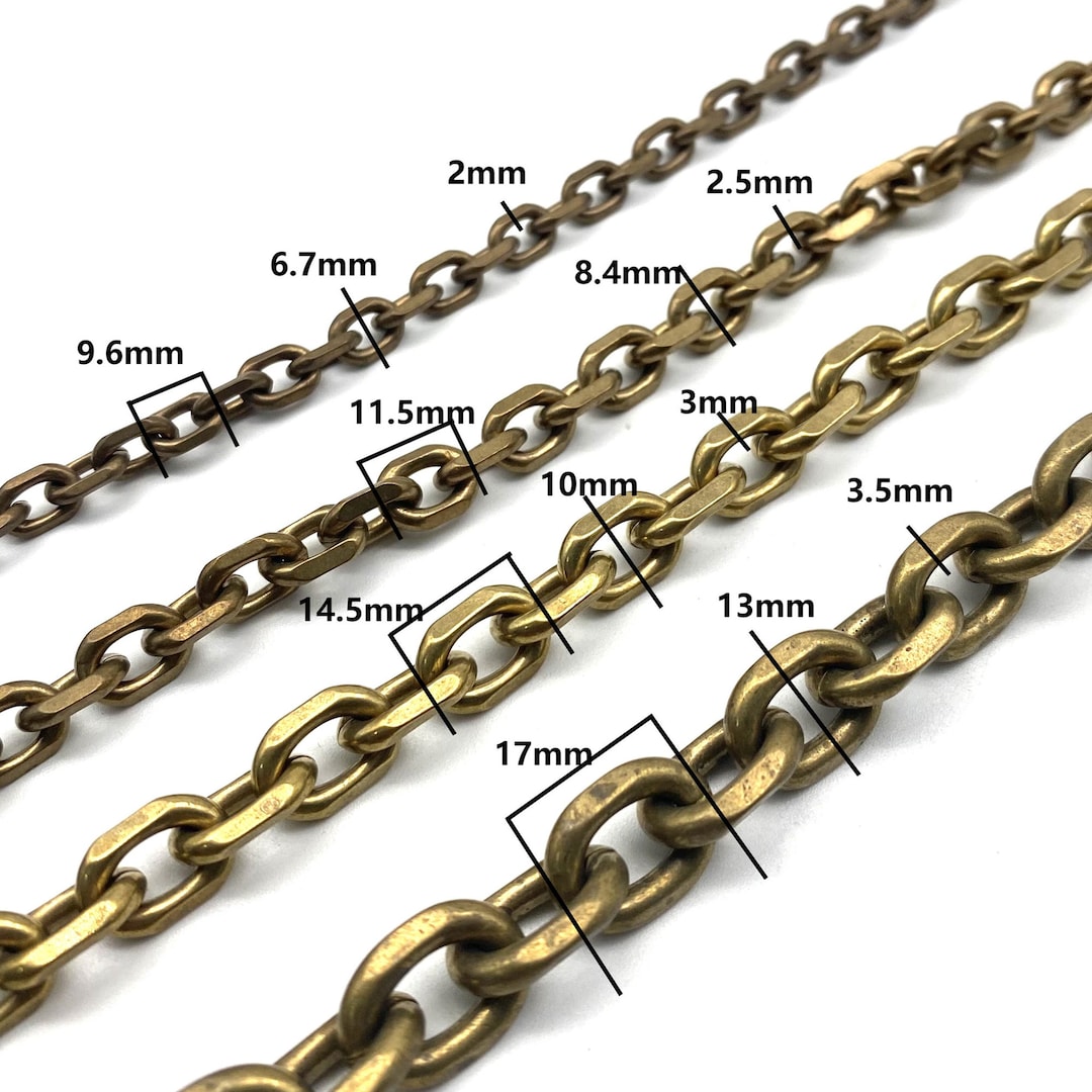 Solid Brass Anchor Link Chain Leather Wallet Chain Cross Cable Link ...