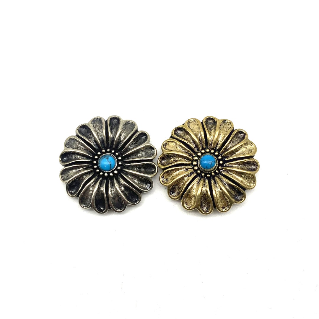 Turquoise Daisy Concho Leather Decoration Button Screw Back for Leather ...