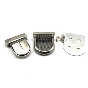 Old Silver Thumb Tuck Lock Leather Bag Closure Catch Flat Slide Locks ...