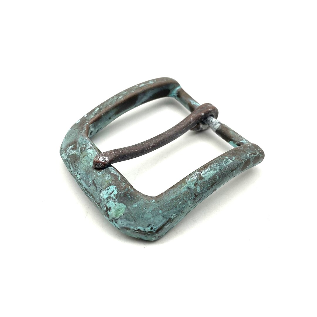 Rusty Dirty Green Buckle Leather Belt Brass Fastener Buckle - Etsy