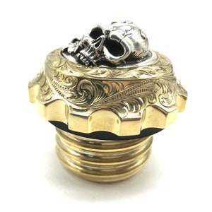 Brass Skull Motorcycle Gas Cap Fuel Tank Caps Cover Mount for Retro ...