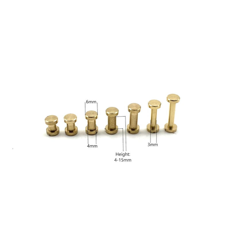 6mm Diameter Post Head Brass Chicago Screw Rivets Leather Fasten Rivets ...