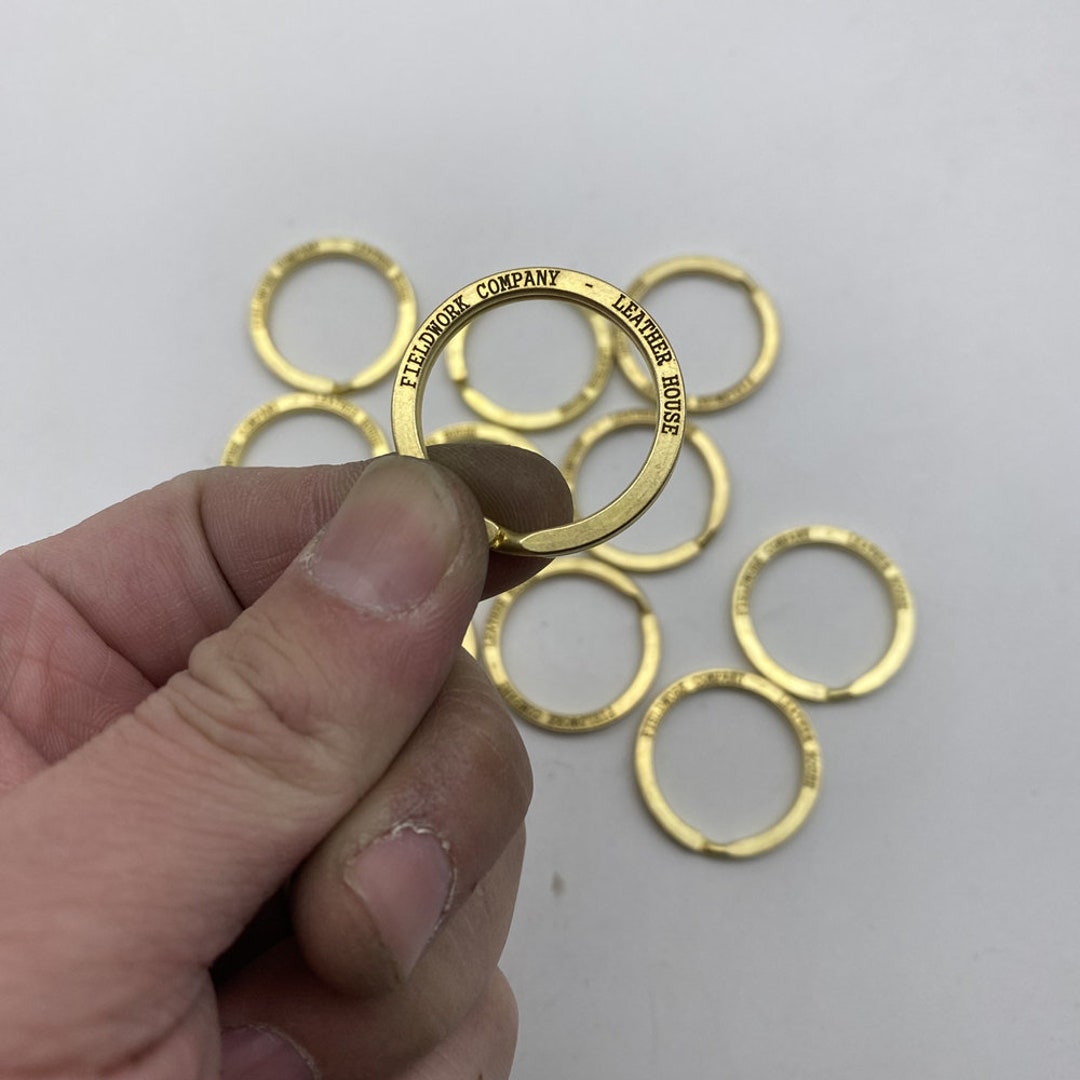 Brass Key Ring Customized Text Logo Keyring Personalised Key Split Ring ...