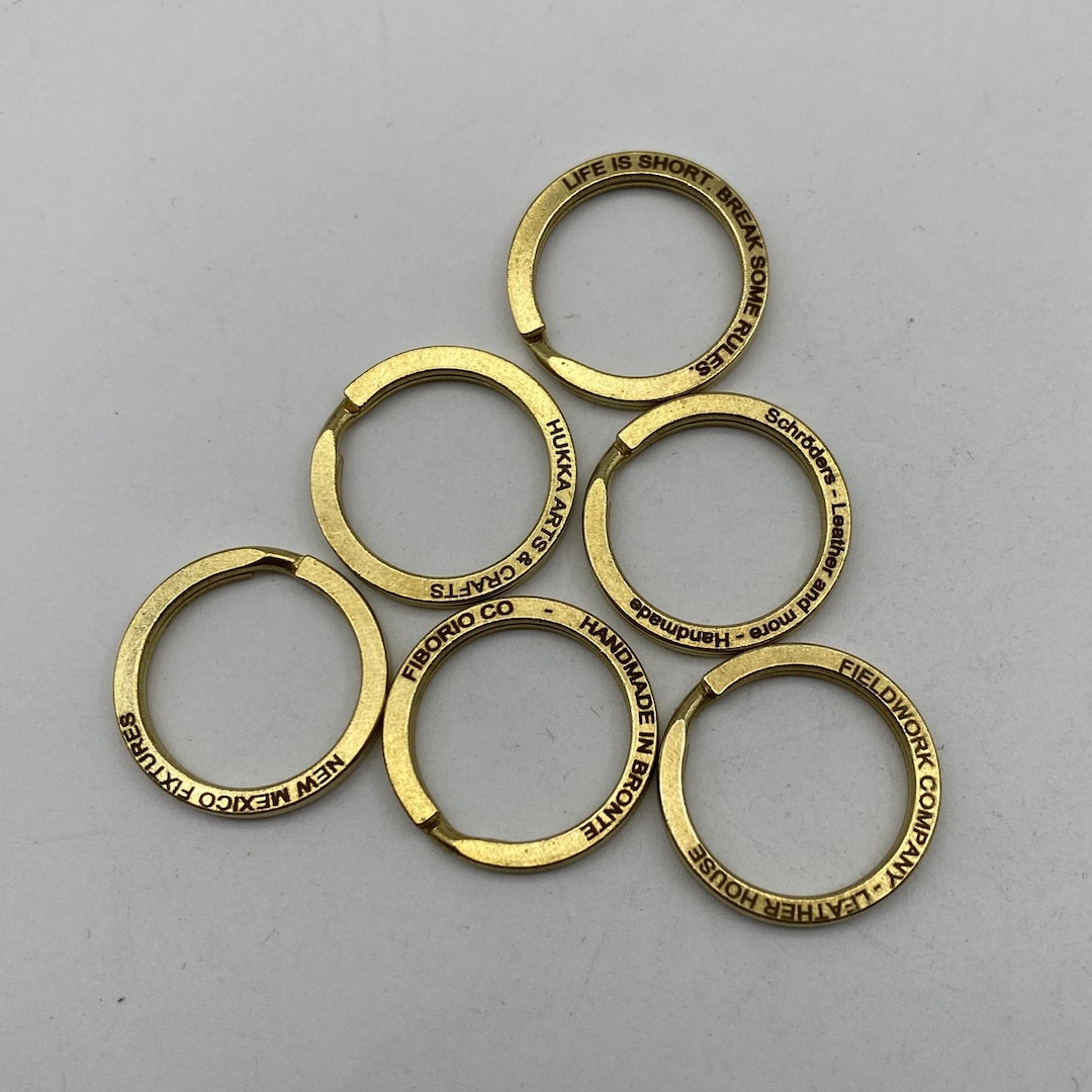 Brass Key Ring Customized Text Logo Keyring Personalised Key Split Ring ...