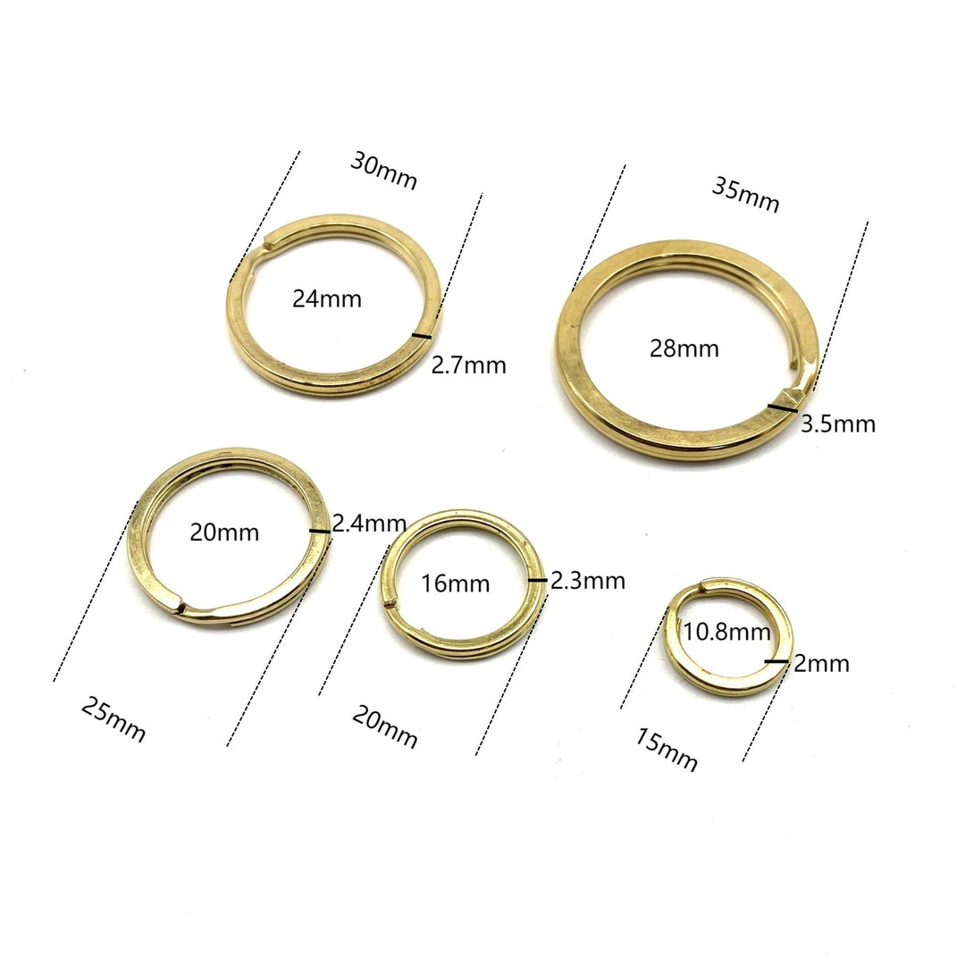 Copper Key Rings Split Ring Brass Connectors Flat Shape Keyring Size 15 ...