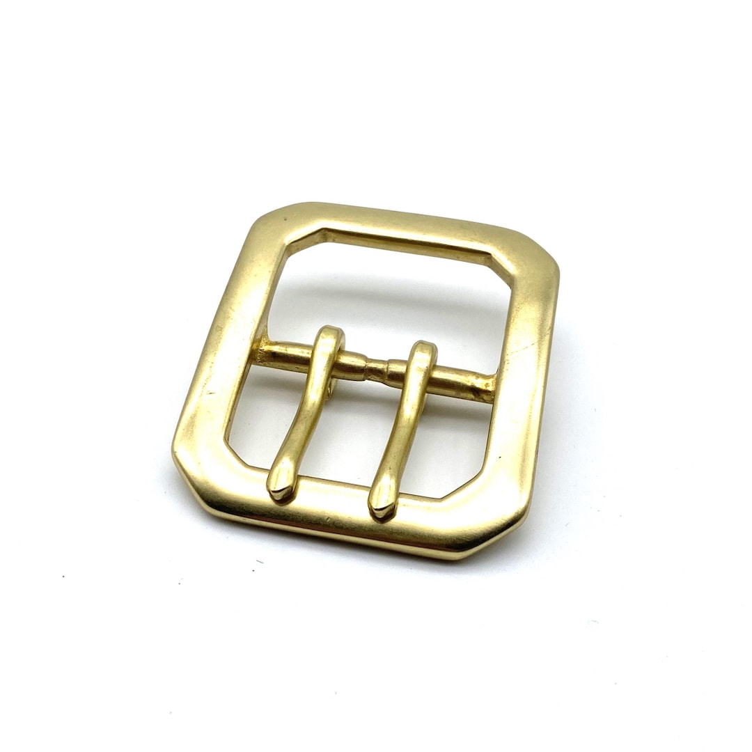 46mm Solid Brass Buckle Double Pin Centre Bar Buckle Leather Belt ...