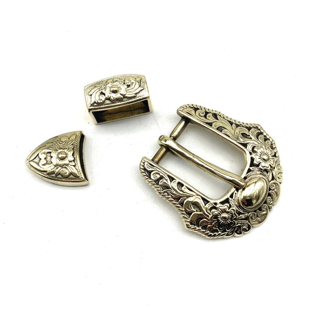 Tang Cao Brass Buckle Kits Hand Tooled Leather Fastener Hardware Buckle ...
