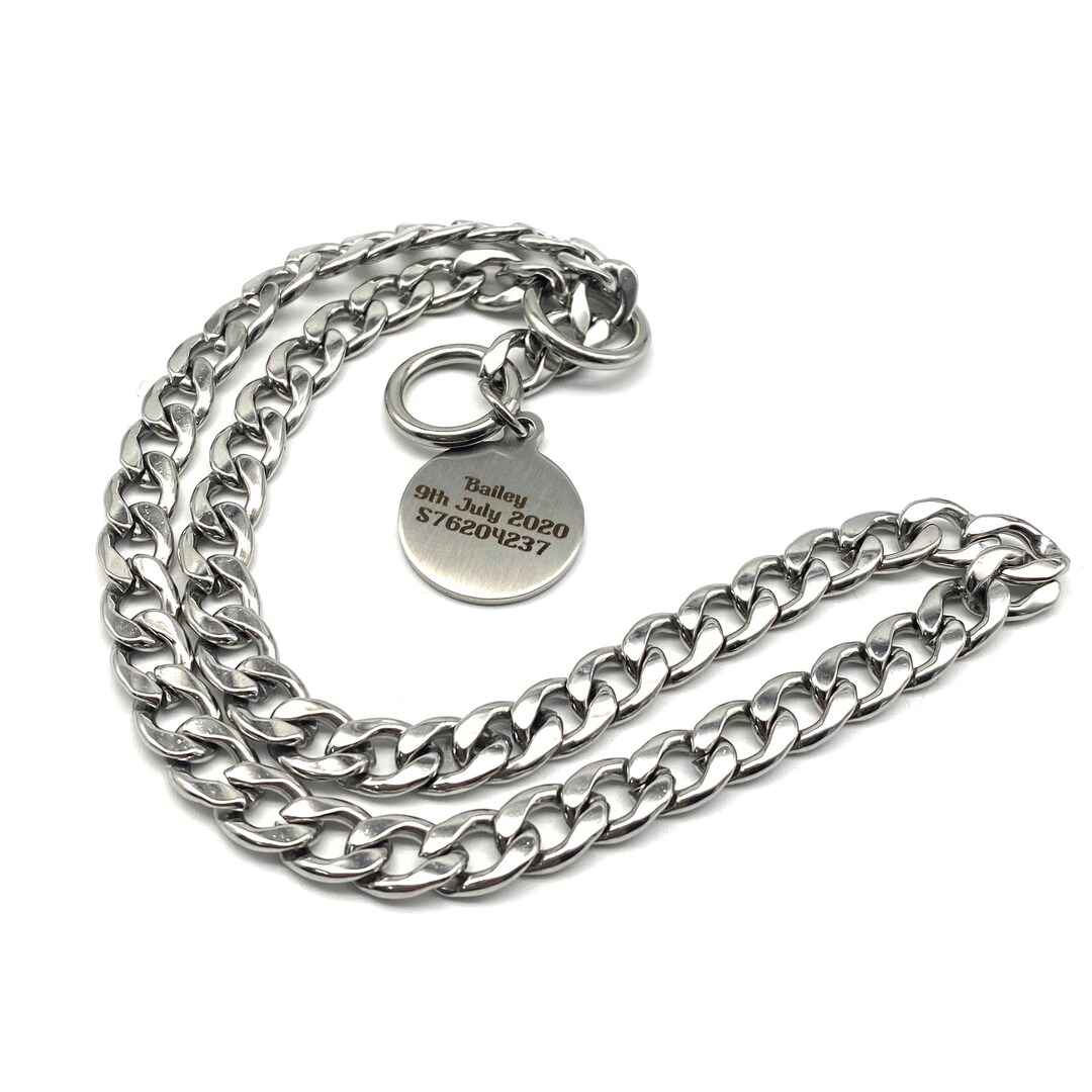 Stainless Choke Chain Collar With Customized Name Tag,pets Tag Necklace ...