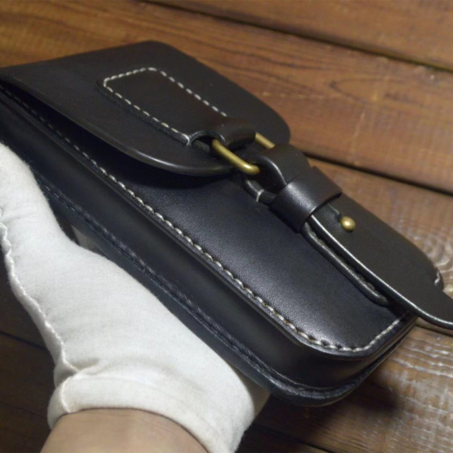 Mens Leather Wallet Biker Side Bag Hand Stitched Belt Purse Customized ...