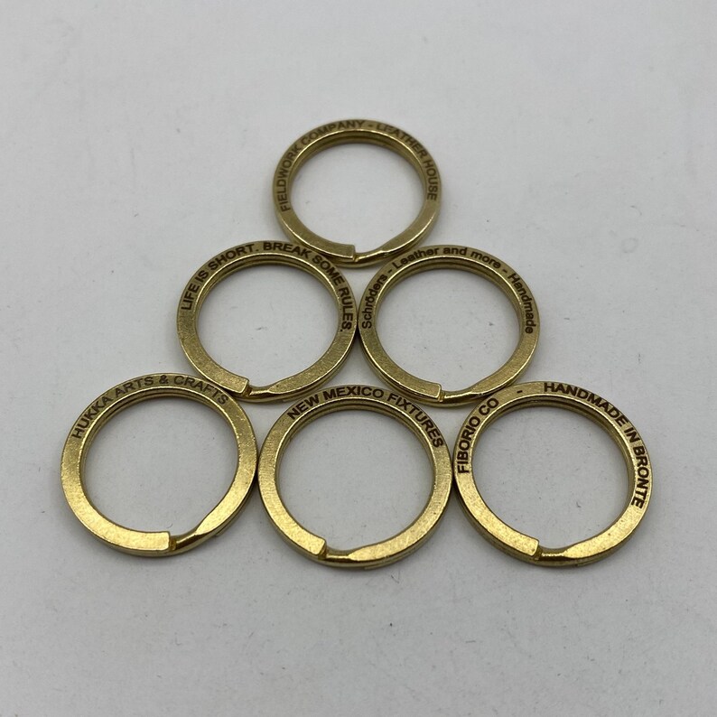 Brass Key Ring Customized Text Logo Keyring Personalised Key Split Ring ...