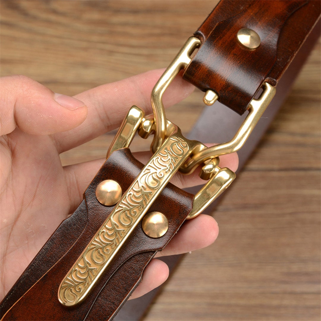 Solid Brass Buckle Littleton Cavalry Buckles Mens Leather Belt Fastener ...